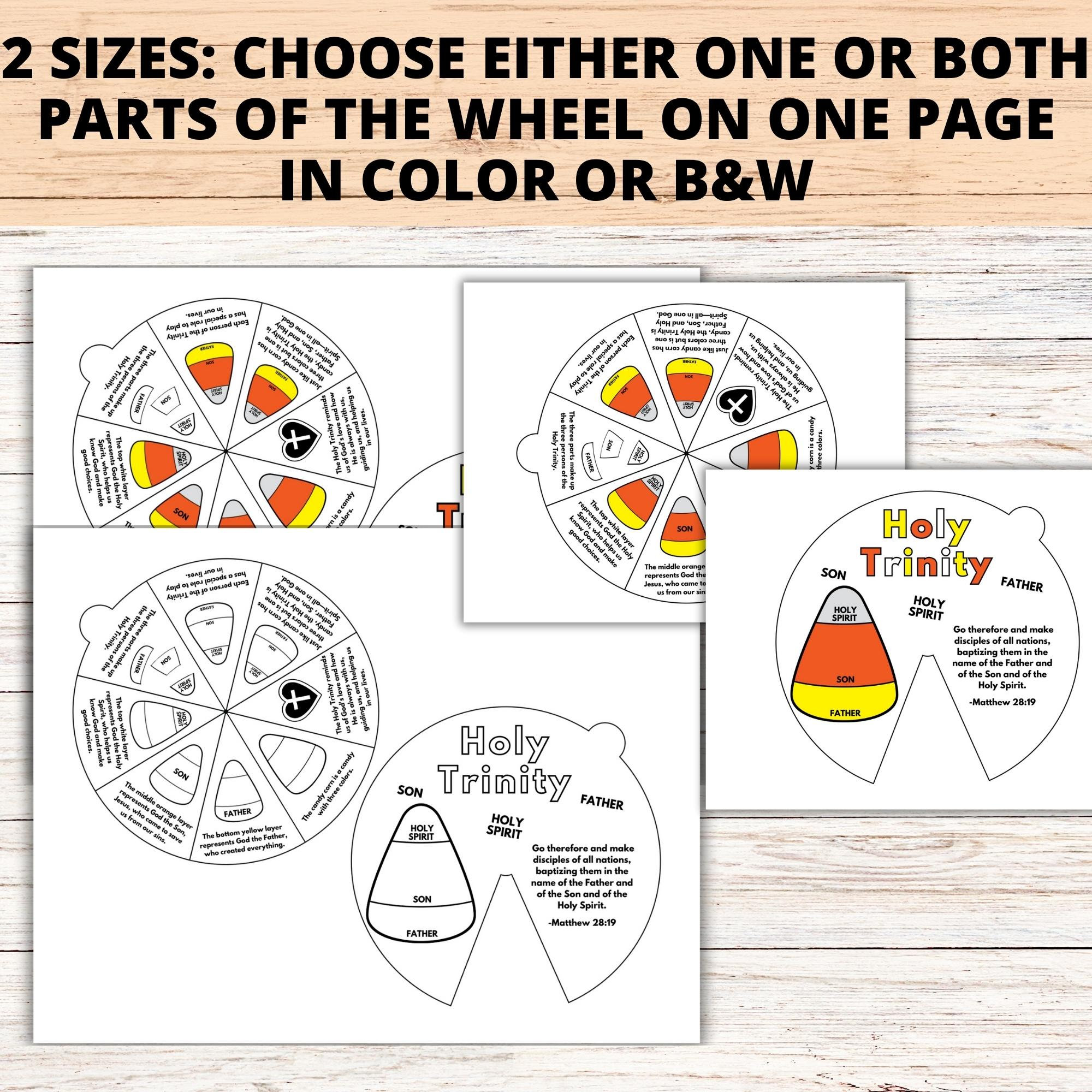 Holy Trinity Bible Coloring Wheel and Lesson for Kids, Candy Corn ...