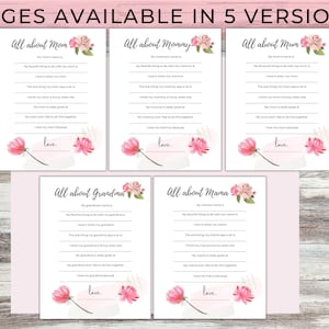 All About Mom Printable Gift for Mother's Day Mother's Day ...