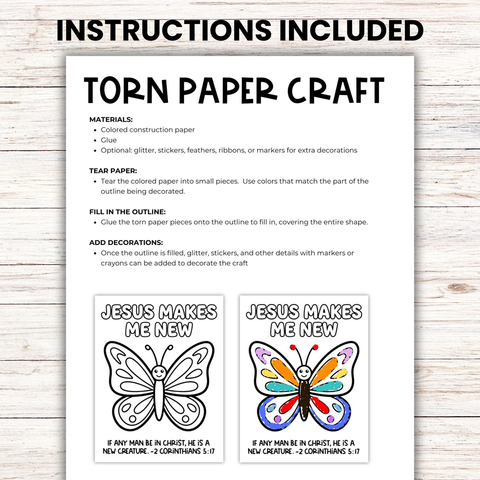 Jesus Makes Me New Torn Paper Bible Craft, Spring New Creation 2 ...