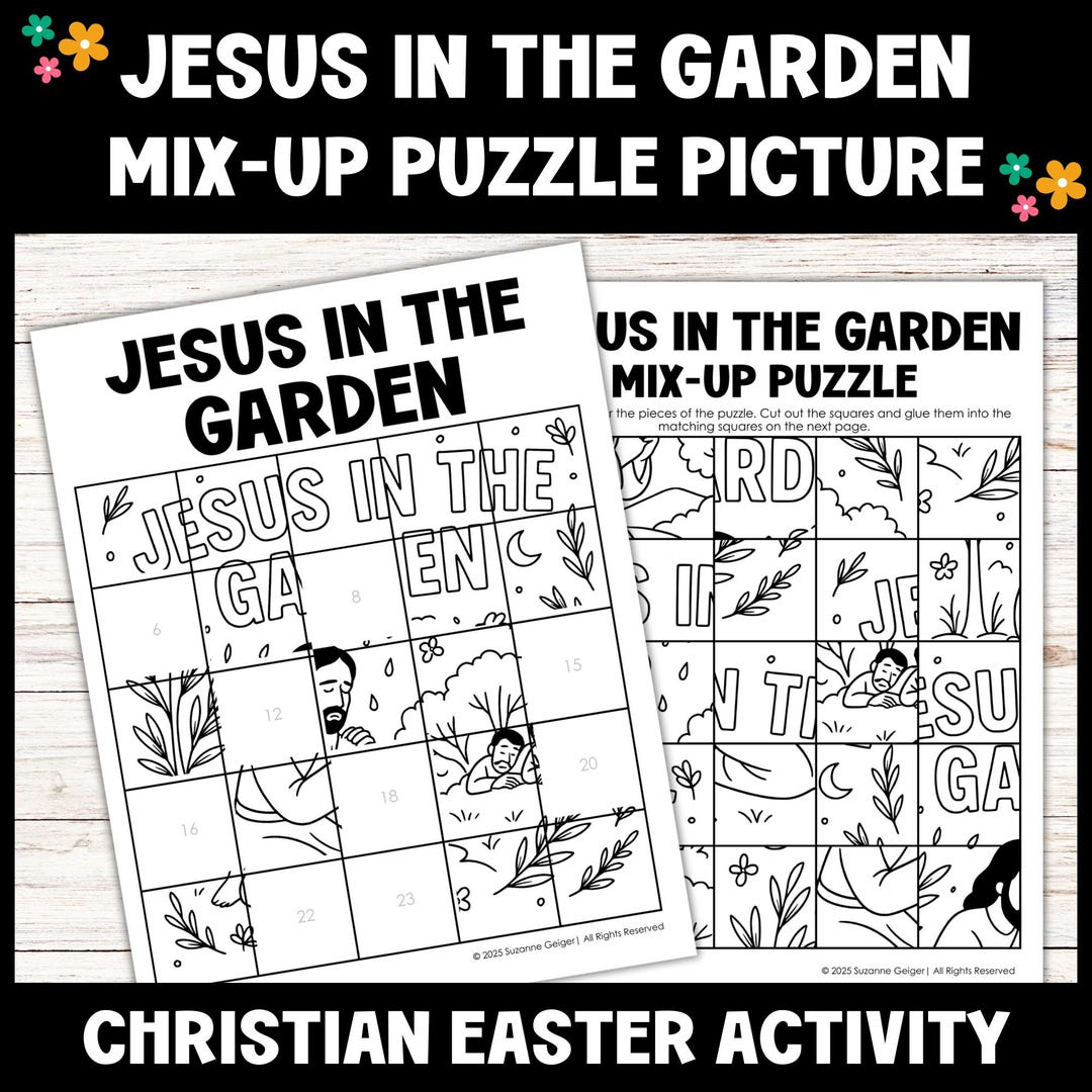 Jesus in the Garden Coloring Bible Craft, Easter Bible Mixed-up Puzzle ...