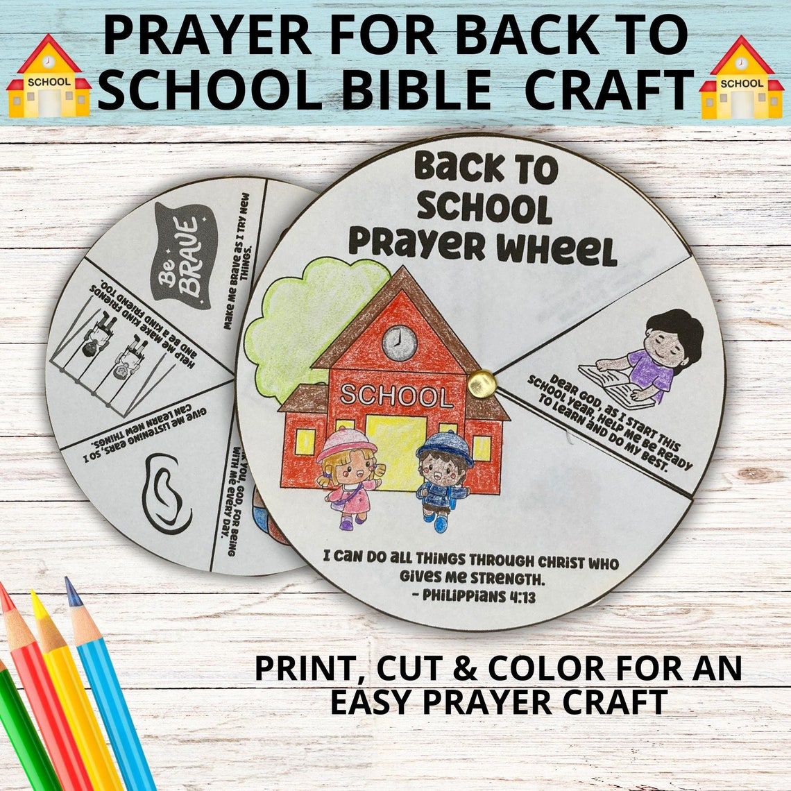 Back to School Prayer Kids Wheel Craft Printable, Sunday School Prayer ...