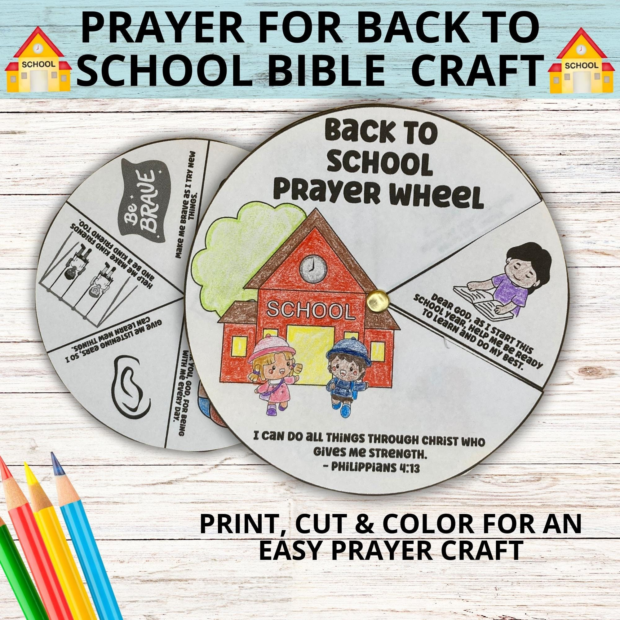 Back to School Prayer Kids Wheel Craft Printable, Sunday School Prayer ...