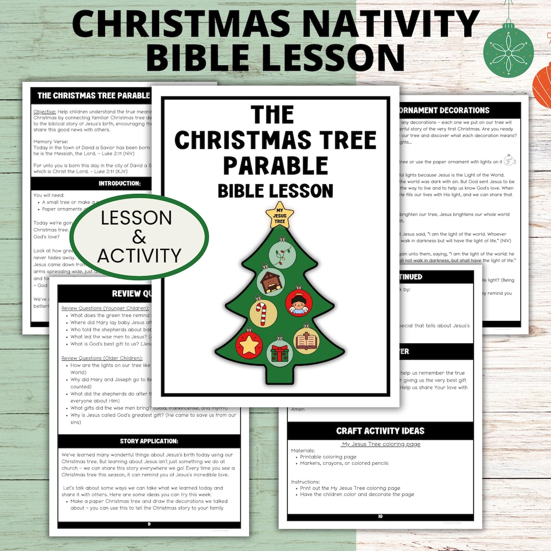 Birth of Jesus Christmas Tree Parable Bible Lesson, Christmas Sunday ...