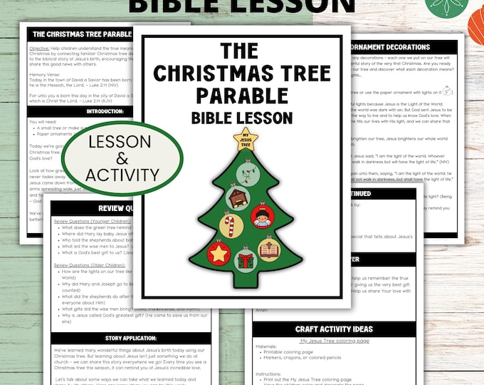 Birth of Jesus Christmas Tree Parable Bible Lesson, Christmas Sunday ...