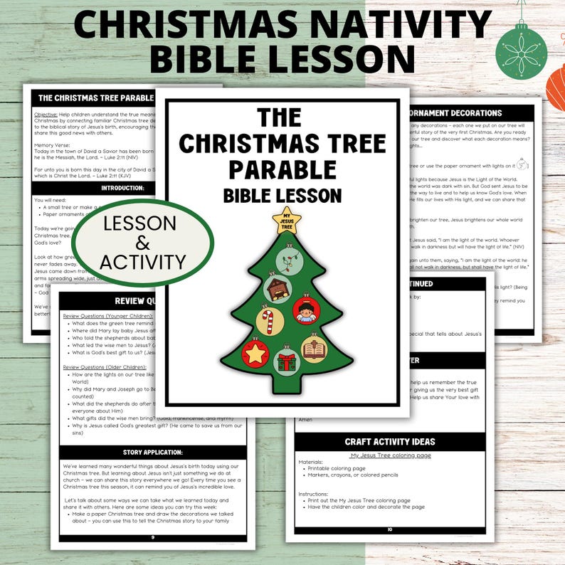 Birth of Jesus Christmas Tree Parable Bible Lesson, Christmas Sunday ...