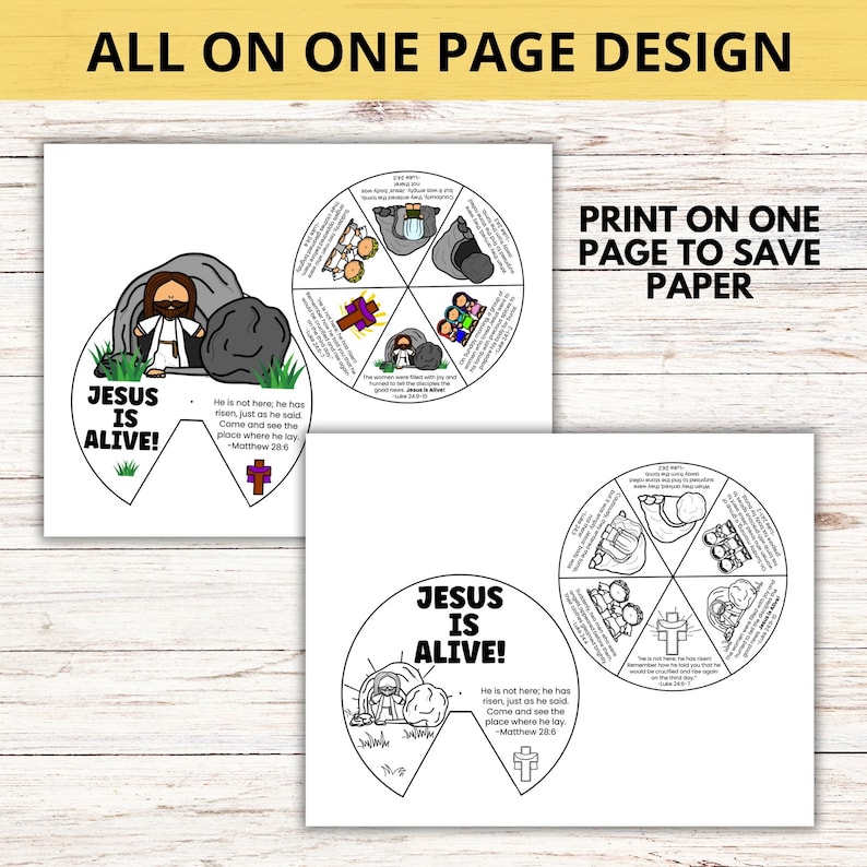 Jesus is Alive Easter Sunday Bible Story Wheel Craft, Easter Bible ...