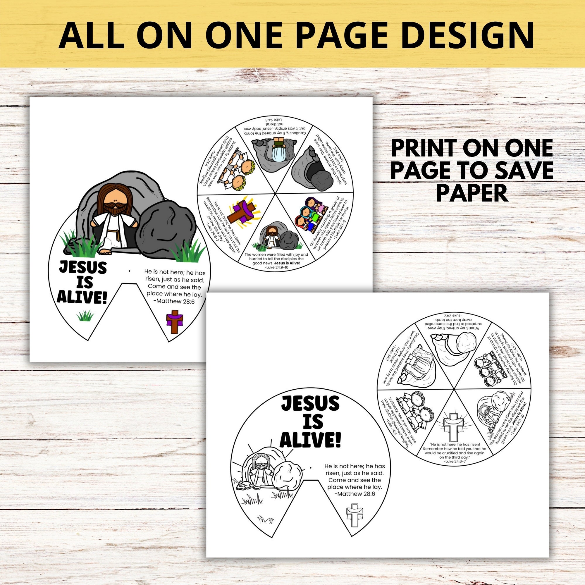 Jesus is Alive Easter Sunday Bible Story Wheel Craft, Easter Bible ...