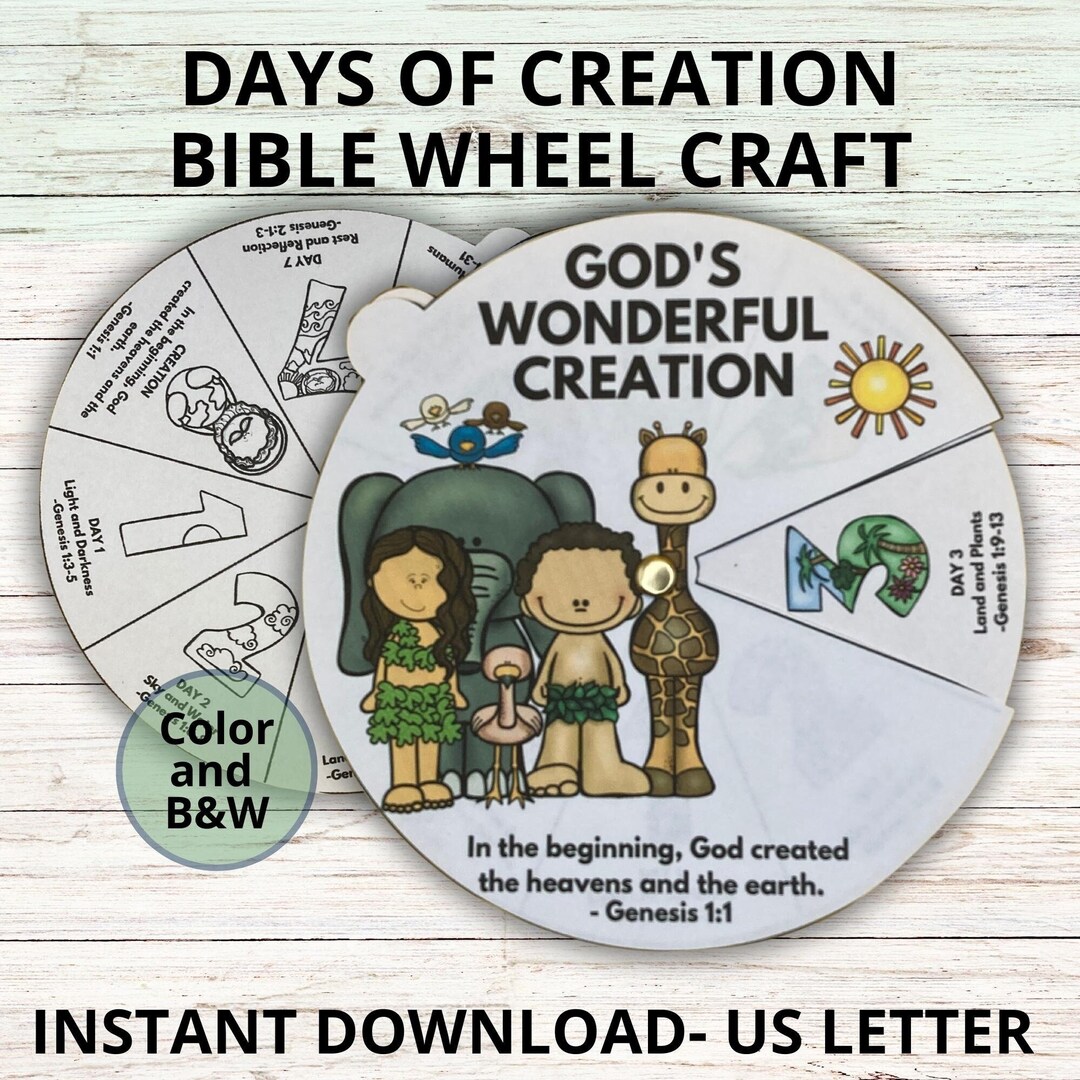 Days of Creation Bible Spinner Wheel Sunday School Craft Printable ...