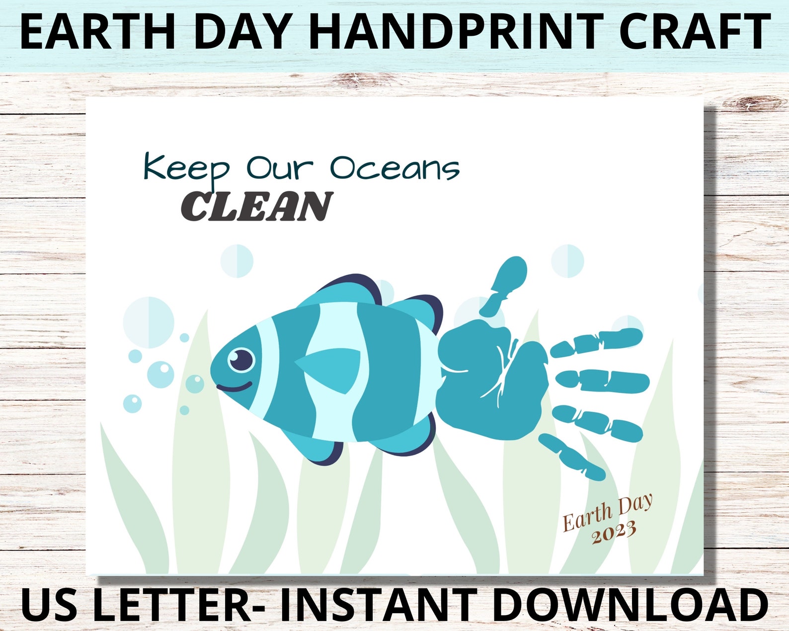 Earth Day Ocean Handprint Craft, Keep Our Ocean Clean Earth Day ...