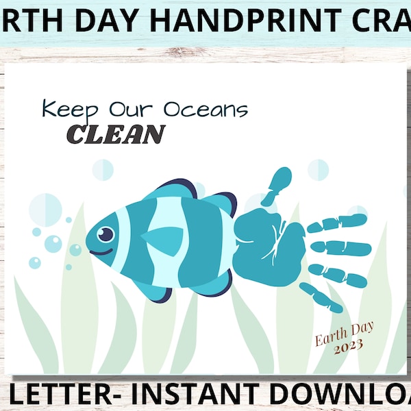Ocean Handprint Printable - Etsy