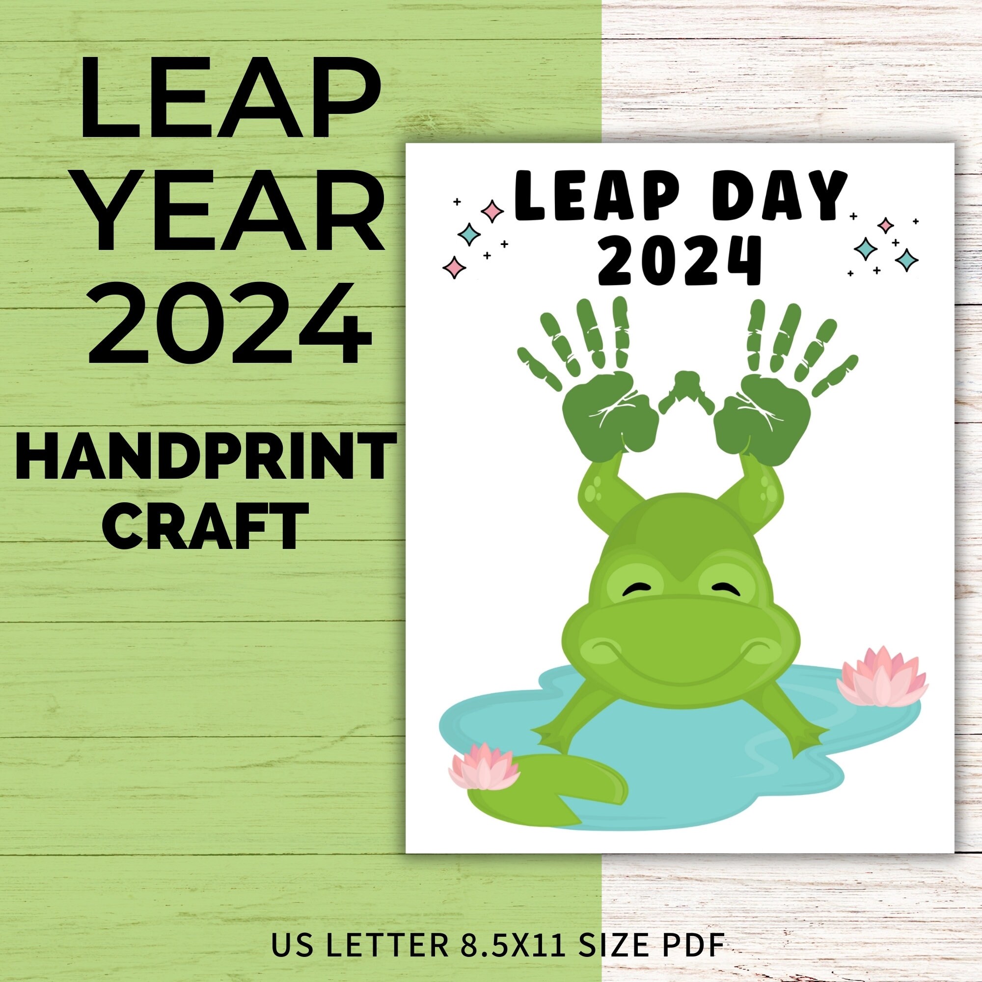 Leap Year 2024 Handprint Craft, Leap Day Handprint Art, Frog Handprint ...