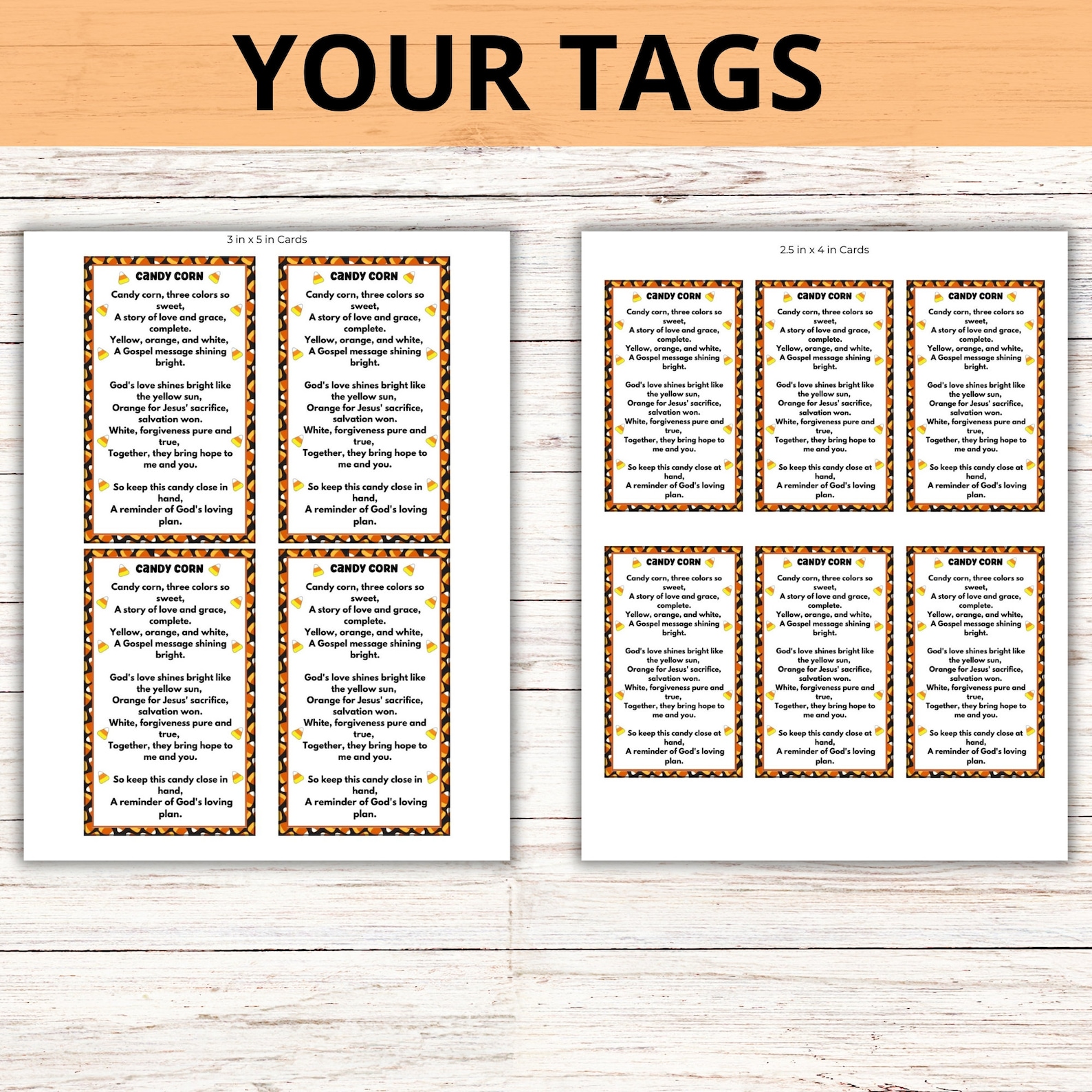 Christian Halloween Candy Corn Gospel Treat Tag Printable Poem, Candy ...
