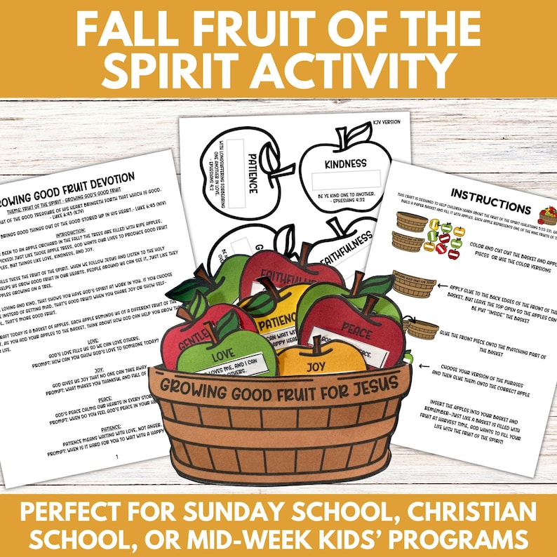 Fruit of the Spirit Growing Good Fruit Bible Lesson Craft Printable ...