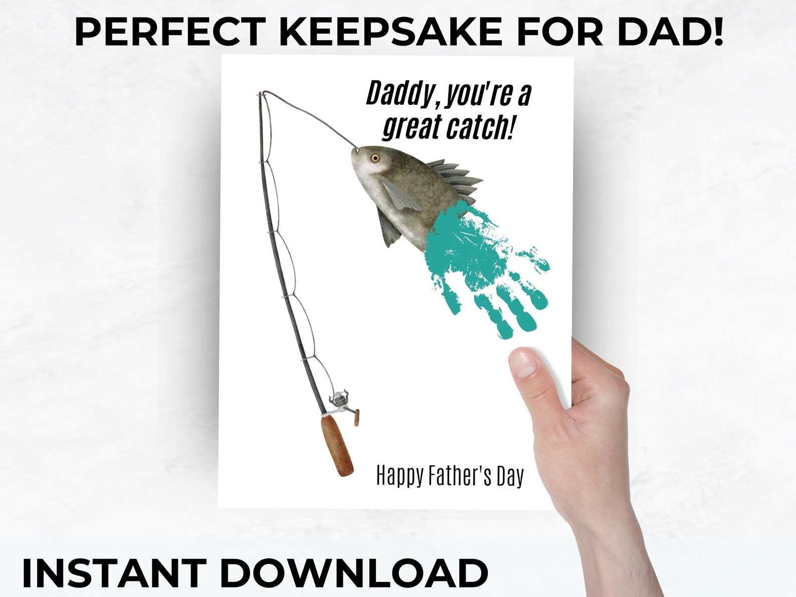 Fathers Day Printable Handprint Art Craft Gift for Dad, DIY Keepsake ...