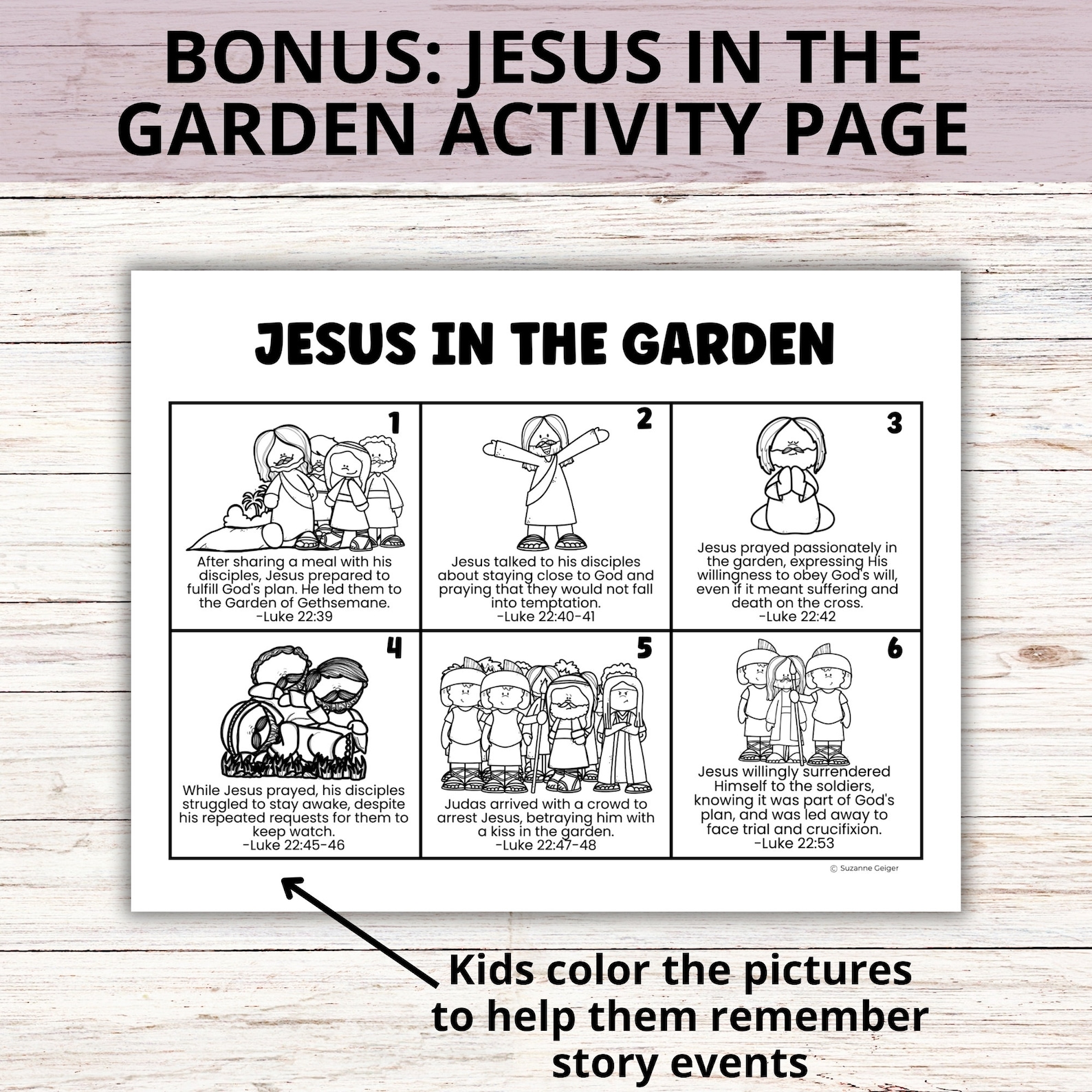 Jesus in the Garden of Gethsemane Bible Coloring Wheel Lesson for Kids ...