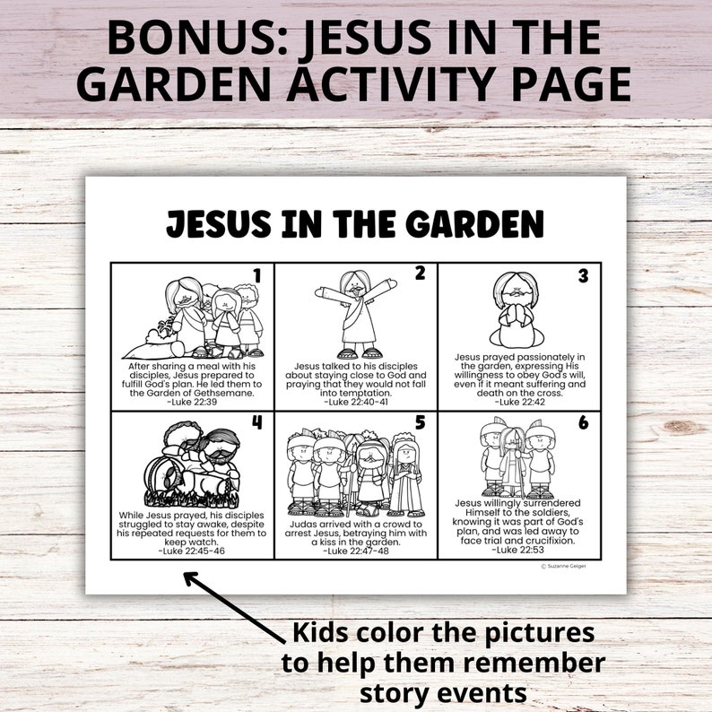 Jesus in the Garden of Gethsemane Bible Coloring Wheel Lesson for Kids ...