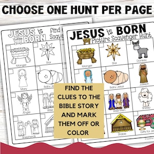 Jesus is Born Christmas Nativity Bible Lesson Church Scavenger Hunt ...