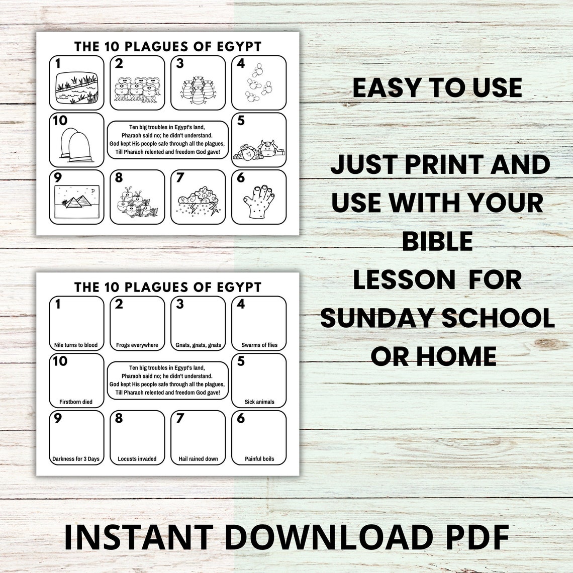 Ten Plagues of Egypt Bible Activity Sheets, Exodus Sunday School Lesson ...