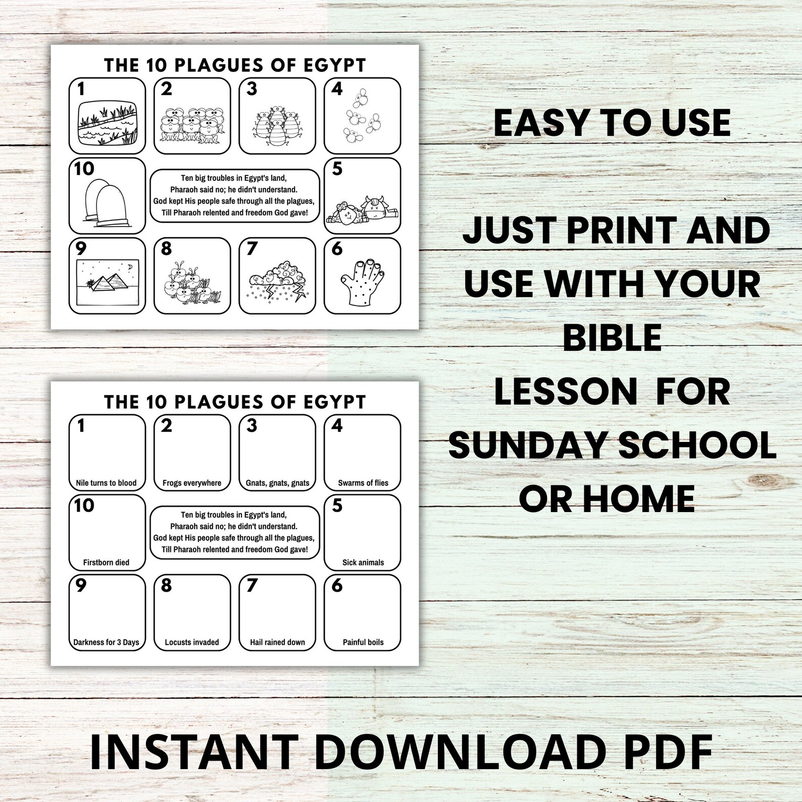 Ten Plagues of Egypt Bible Activity Sheets, Exodus Sunday School Lesson ...