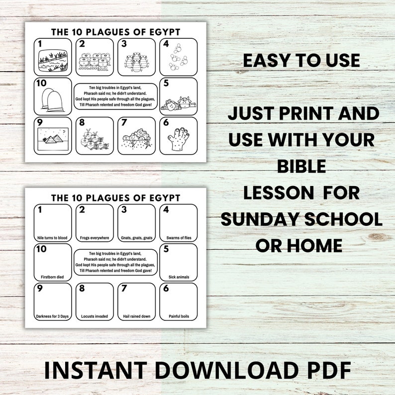 Ten Plagues of Egypt Bible Activity Sheets, Exodus Sunday School Lesson ...
