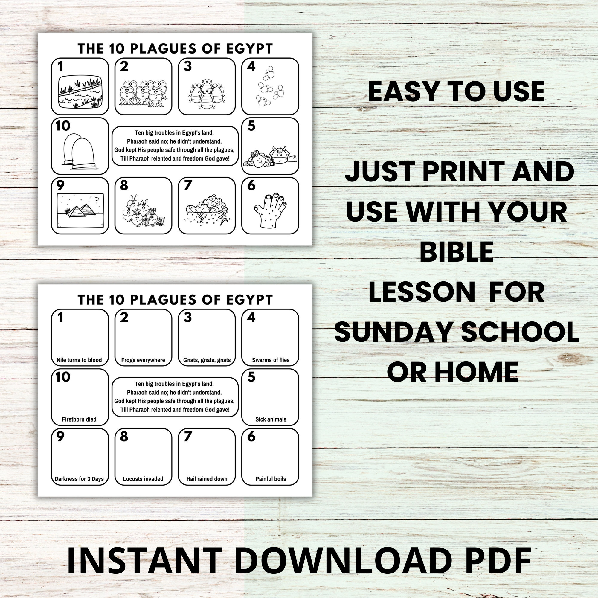 Ten Plagues of Egypt Bible Activity Sheets, Exodus Sunday School Lesson ...