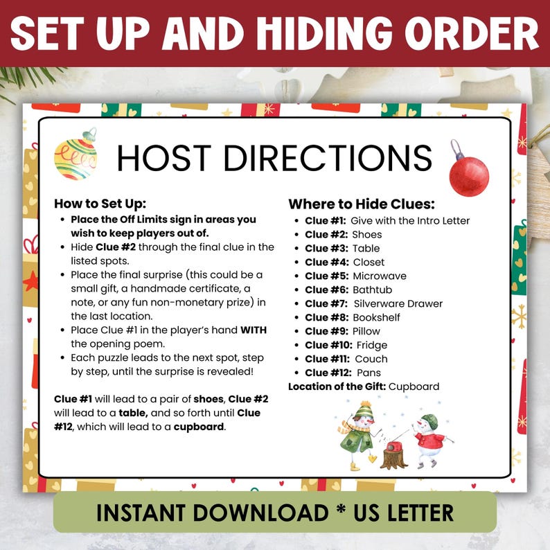 Teen Christmas Scavenger Hunt Printable, Indoor Holiday Treasure Hunt ...