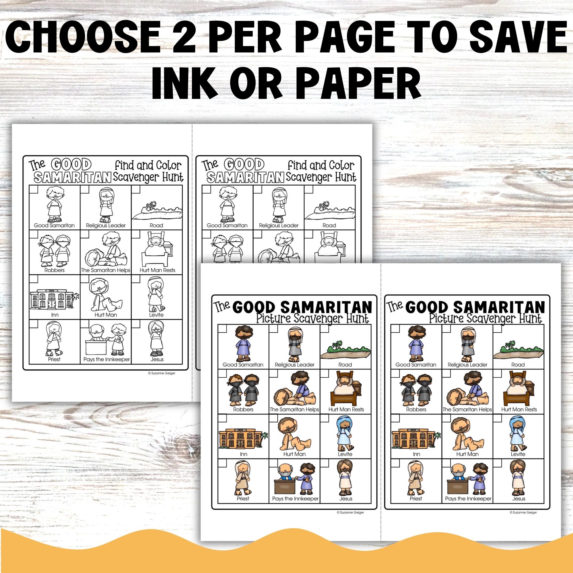 The Good Samaritan Bible Lesson Scavenger Hunt Activity Prek, Sunday ...