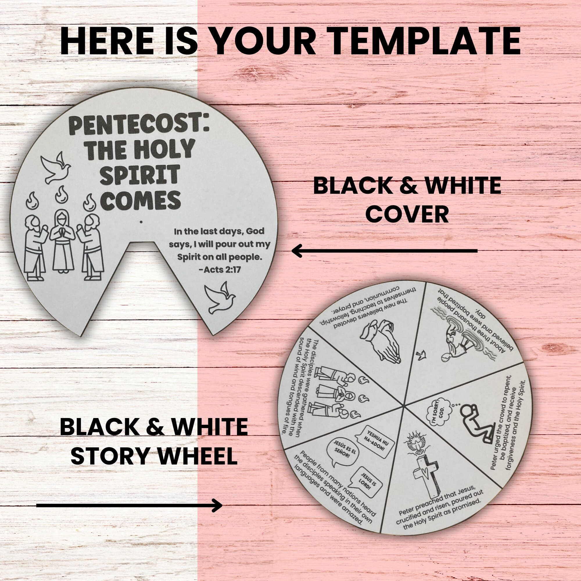 Pentecost Holy Spirit Comes Bible Wheel Craft Sunday School Lesson for ...