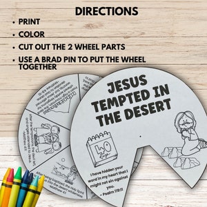 Jesus Tempted in the Desert Bible Craft, Matthew 4:1-11 Bible Coloring ...