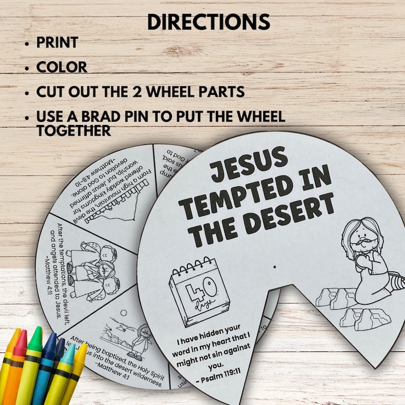 Jesus Tempted in the Desert Bible Craft, Matthew 4:1-11 Bible Coloring ...