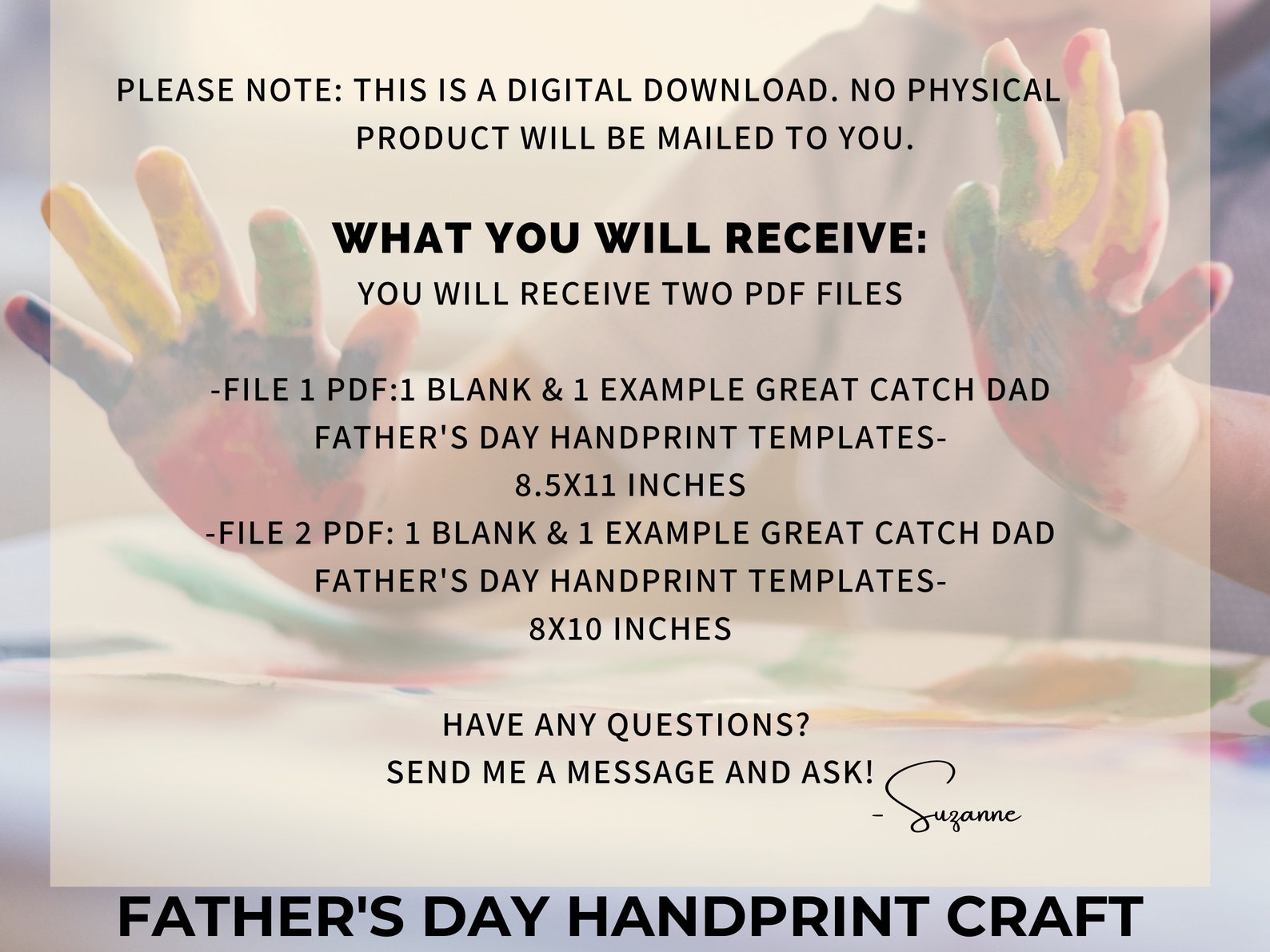 Fathers Day Printable Handprint Art Craft Gift for Dad, DIY Keepsake ...