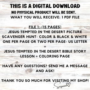 Jesus Tempted in the Desert Bible Lesson Scavenger Hunt Activity Prek ...
