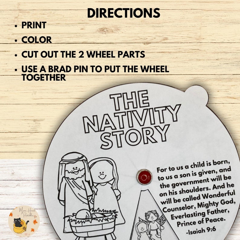 The Nativity Story Coloring Wheel Craft Printable for Kids, Christmas ...
