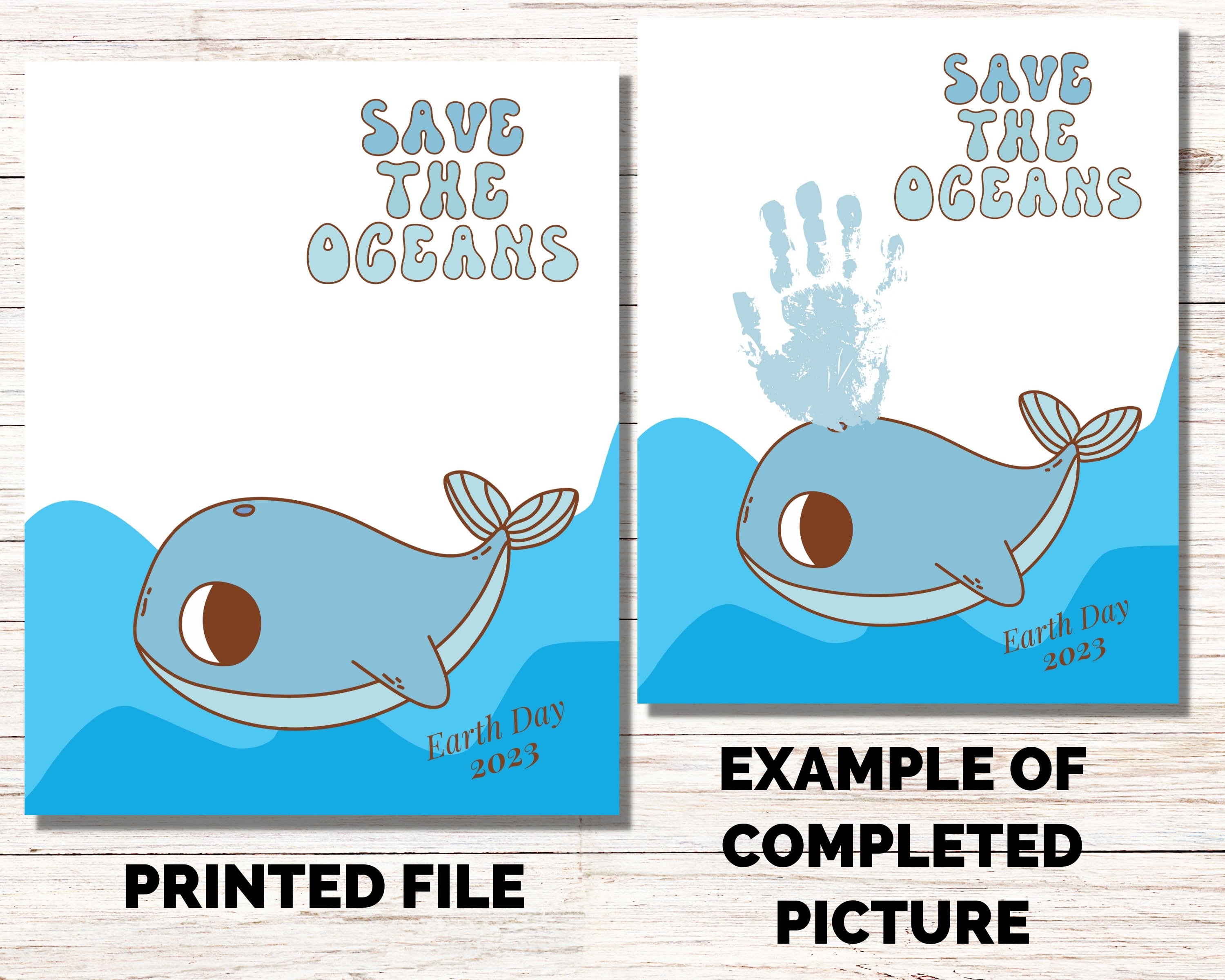 Earth Day Handprint Craft, Save the Oceans Whale Earth Day Handprint ...