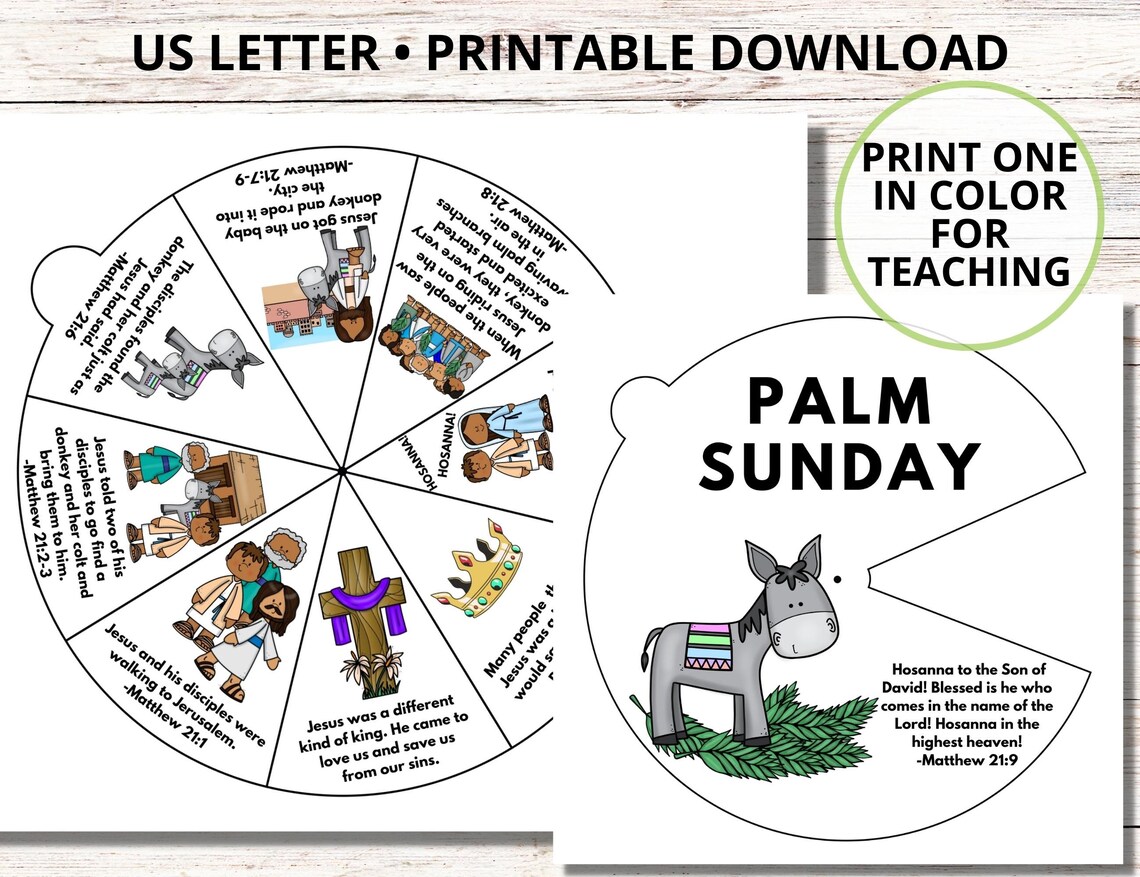 Palm Sunday Bible Craft Easter Bible Story Lesson Wheel Holy - Etsy