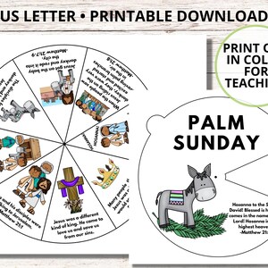Palm Sunday Bible Craft, Easter Bible Story Lesson Wheel, Holy Week ...
