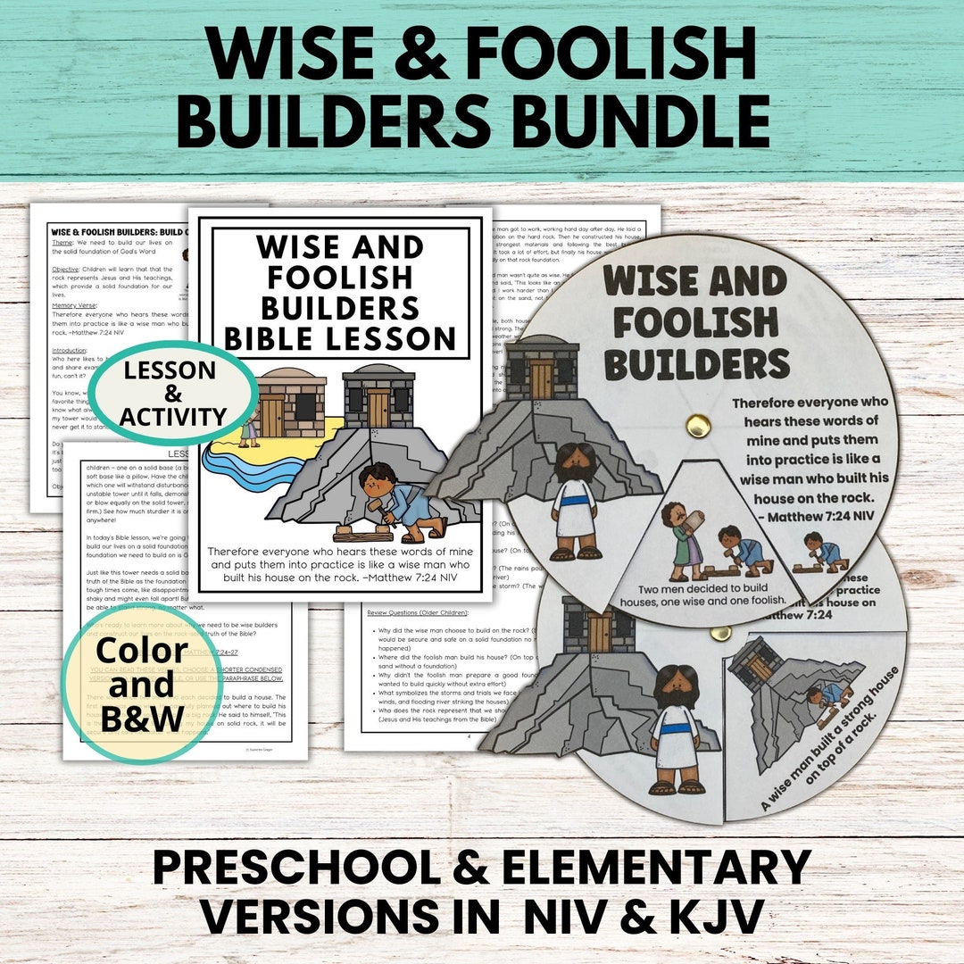 Parable of the Wise and Foolish Builders Sunday School Bible Lesson and ...