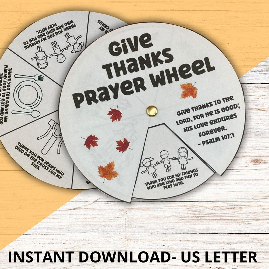 Give Thanks Thanksgiving Prayer Coloring Wheel, Sunday School Gratitude ...
