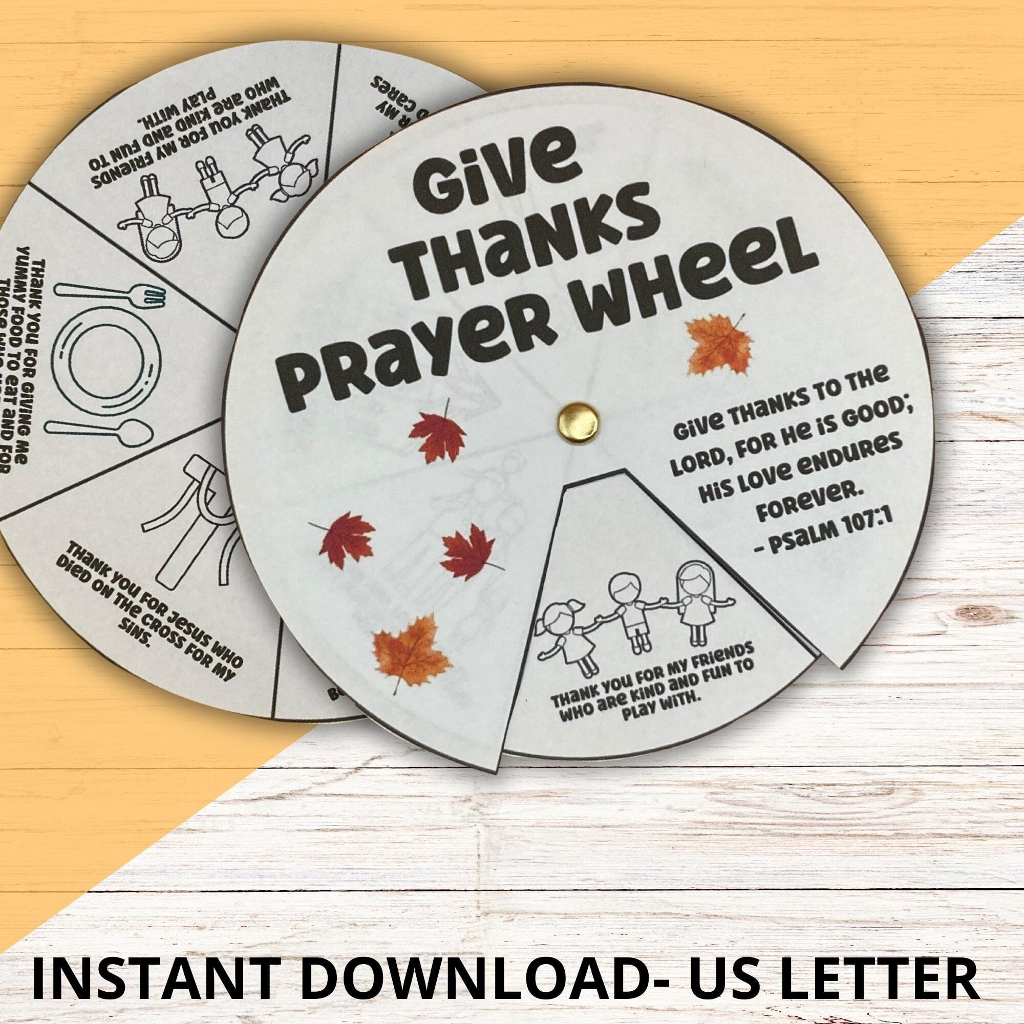 Give Thanks Thanksgiving Prayer Coloring Wheel, Sunday School Gratitude ...