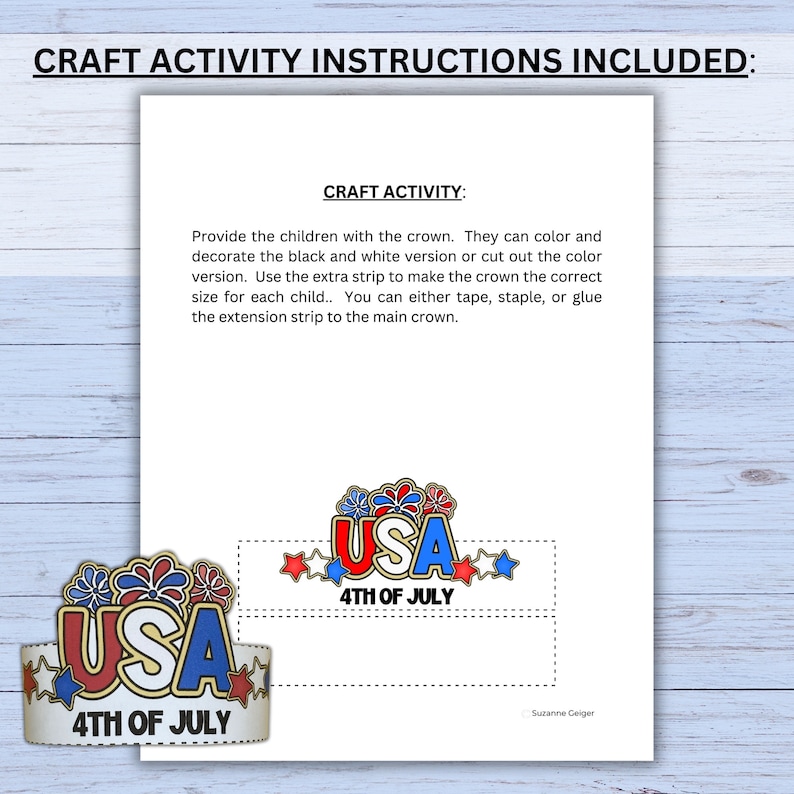 4th of July Crown Craft Activity Printable, Celebrate Independence Day ...