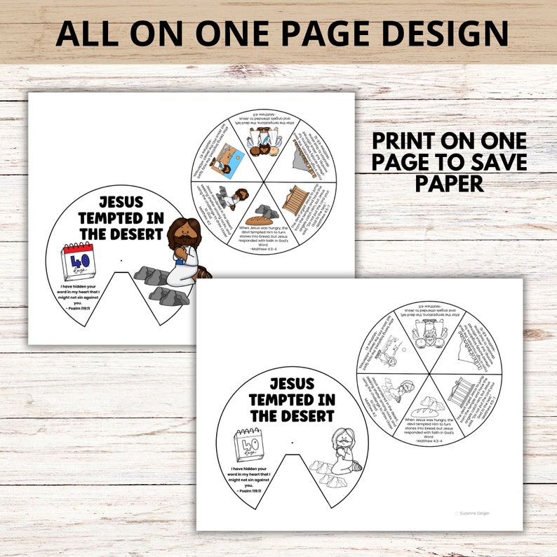 Jesus Tempted in the Desert Bible Craft, Matthew 4:1-11 Bible Coloring ...