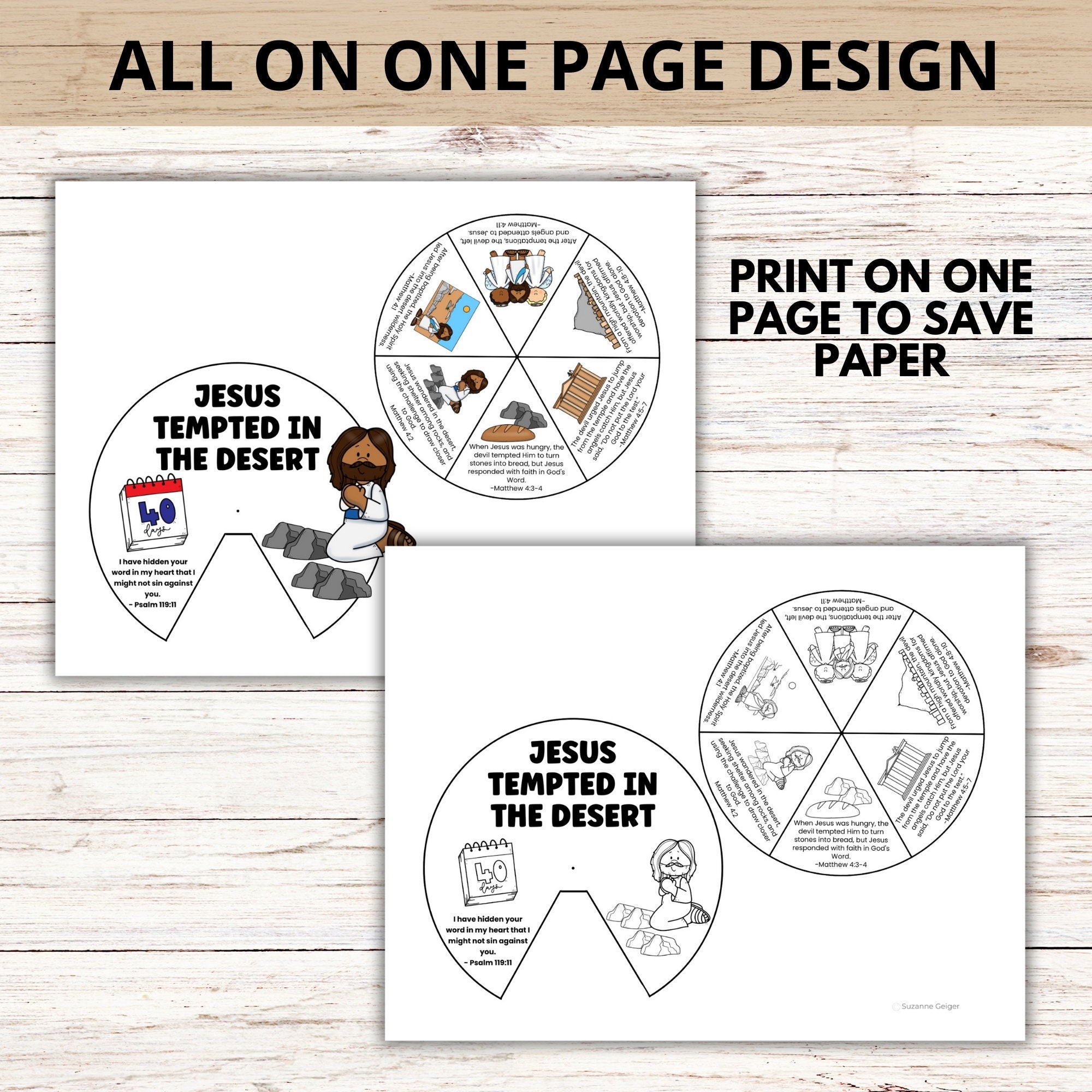 Jesus Tempted in the Desert Bible Craft, Matthew 4:1-11 Bible Coloring ...