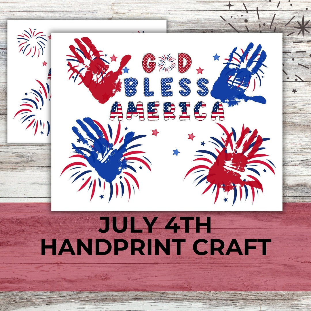 4th of July God Bless America Daycare Nursery Handprint Craft, DIY ...