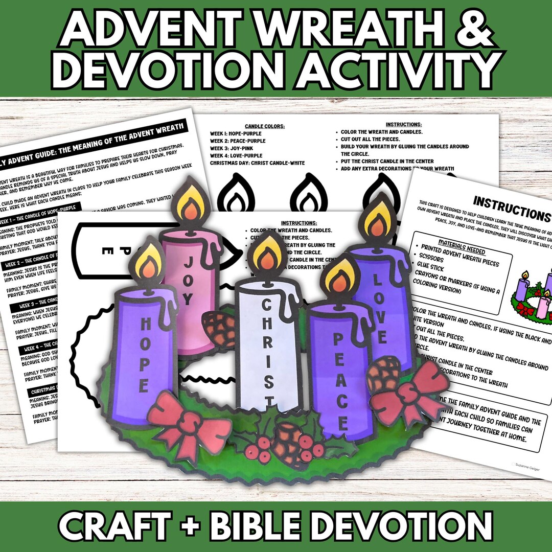 Advent Wreath Craft Printable for Kids, Christian Christmas Bible ...