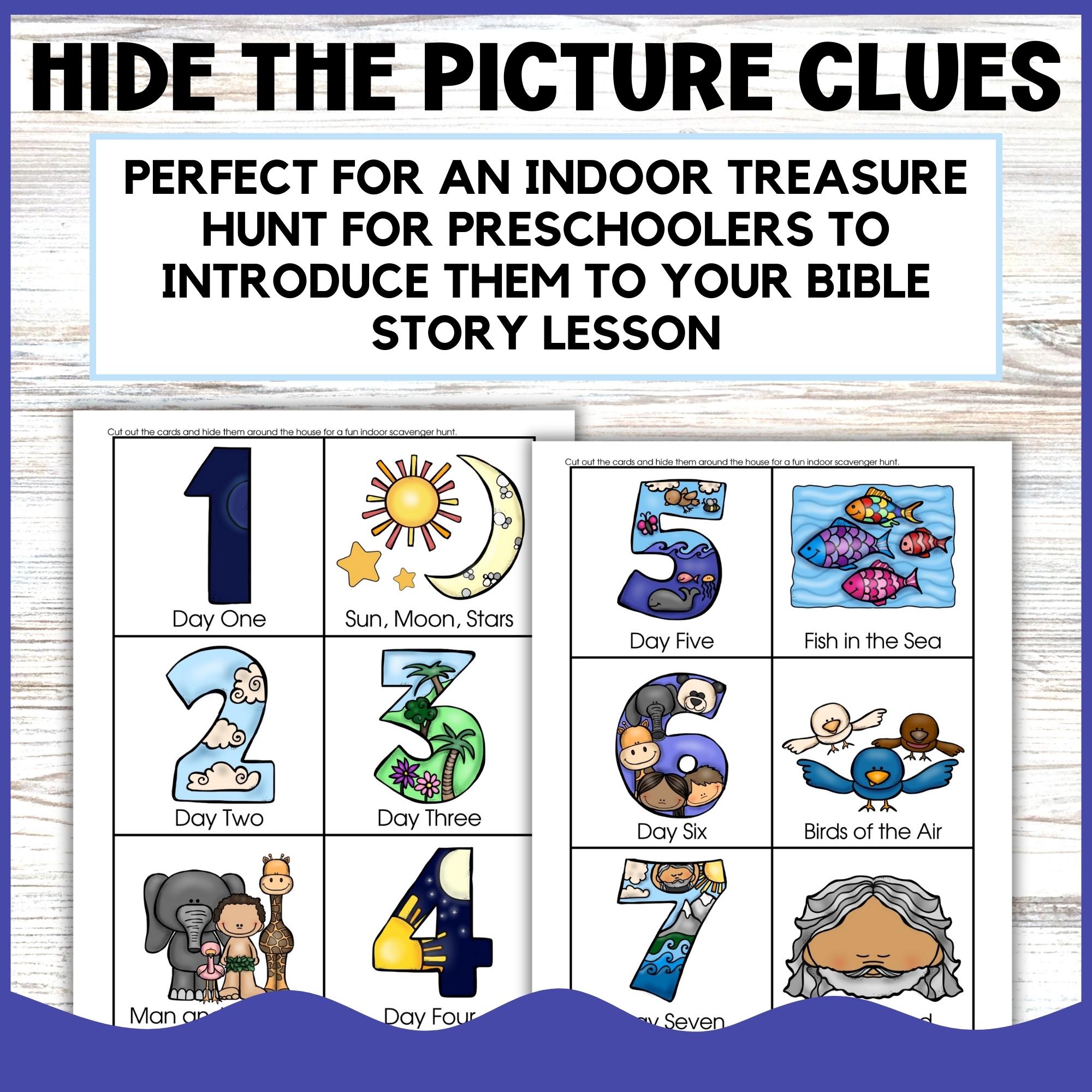 Days of Creation Bible Story Lesson Scavenger Hunt Activity Prek ...