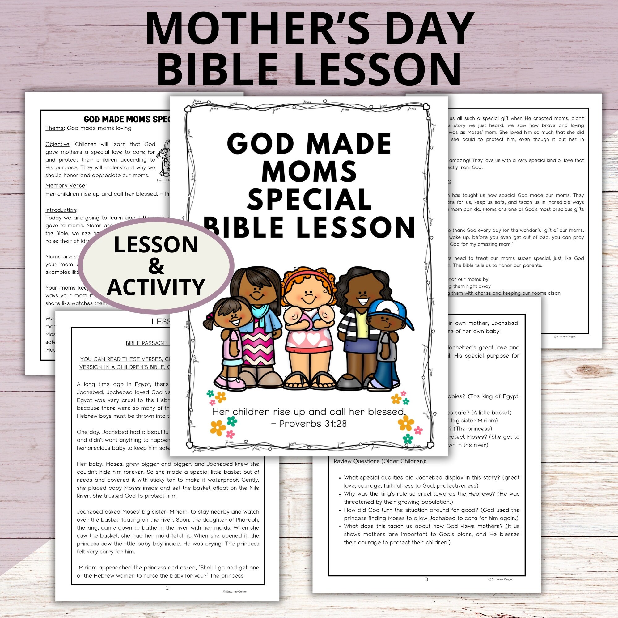 Mothers Day Bible Lesson and Craft Bundle, Sunday School Mothers Day ...