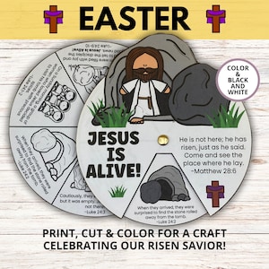 Jesus is Alive Easter Sunday Bible Story Craft Bundle, Easter Sunday ...