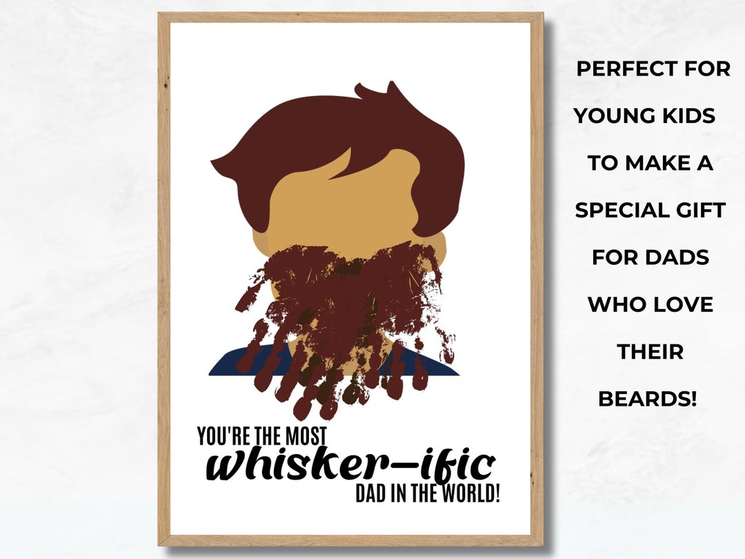 Fathers Day Handprint Craft Art Printable, DIY Keepsake Beard Lover Dad ...