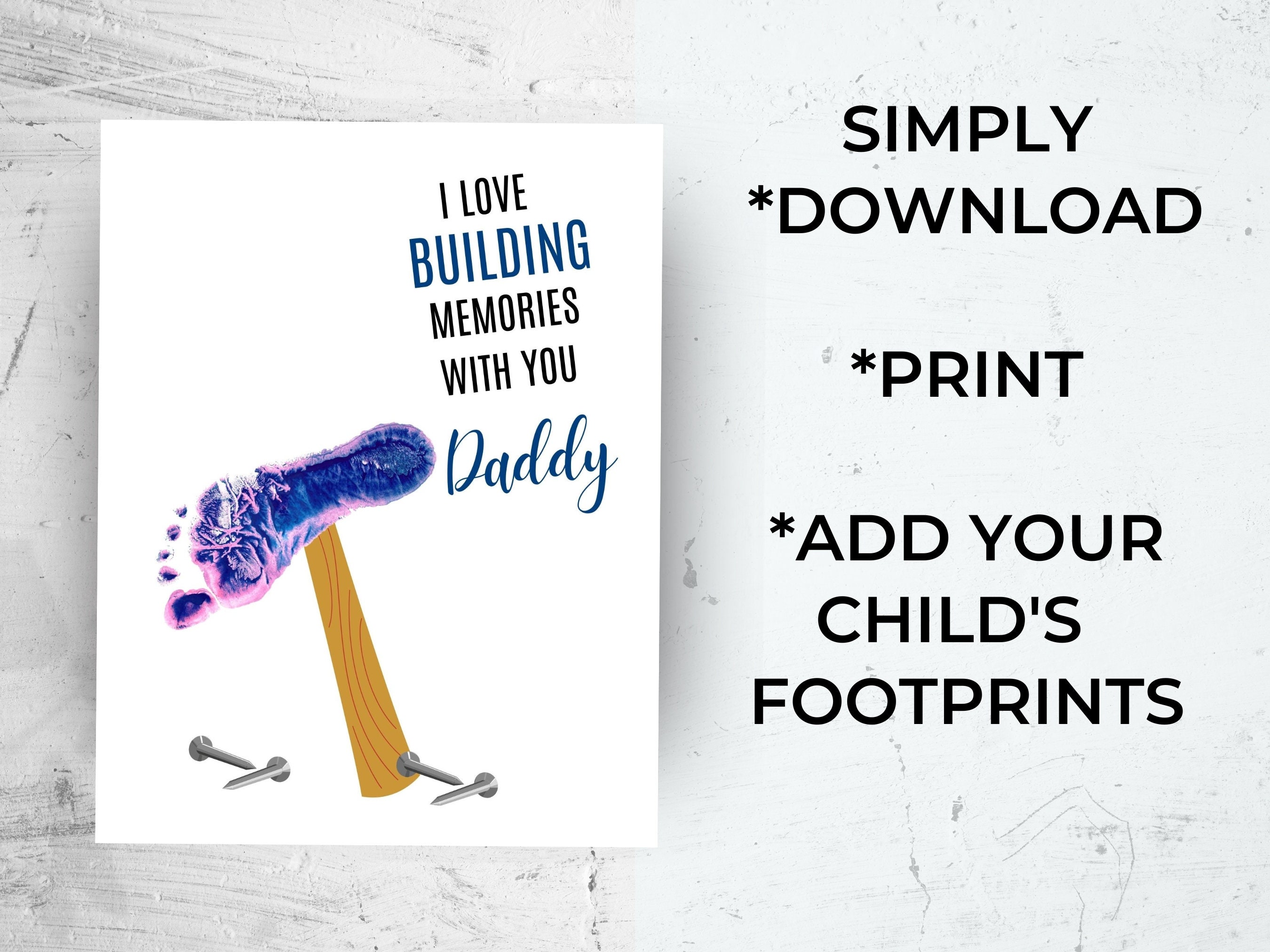 Fathers Day Footprint Printable Craft Gift for Dad, DIY Dad Keepsake ...