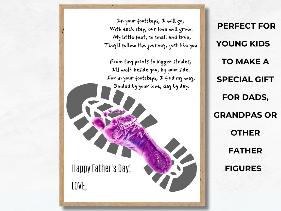 Fathers Day Footprint Craft Gift for Dad, DIY Printable Dad Keepsake ...